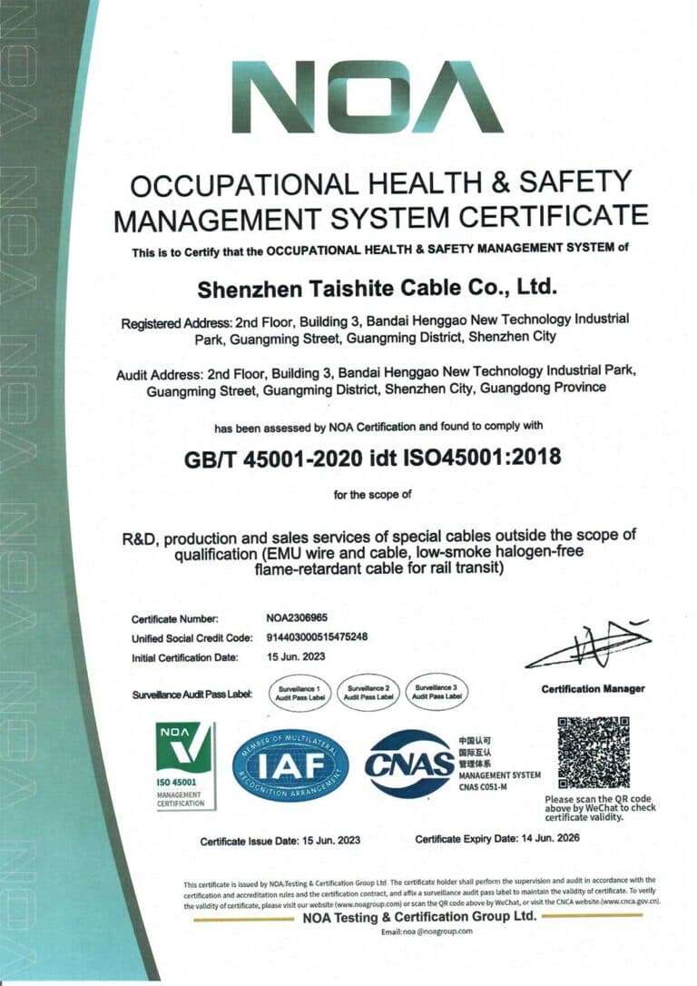 TST Cable Company qualification certification